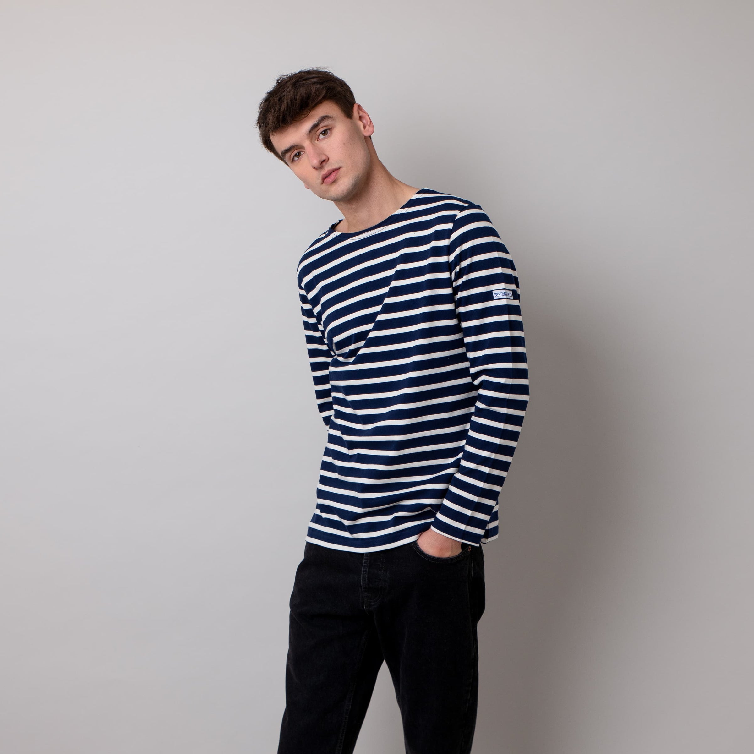 The Nautique | Unisex Long Sleeve Breton Shirt | Navy Ecru