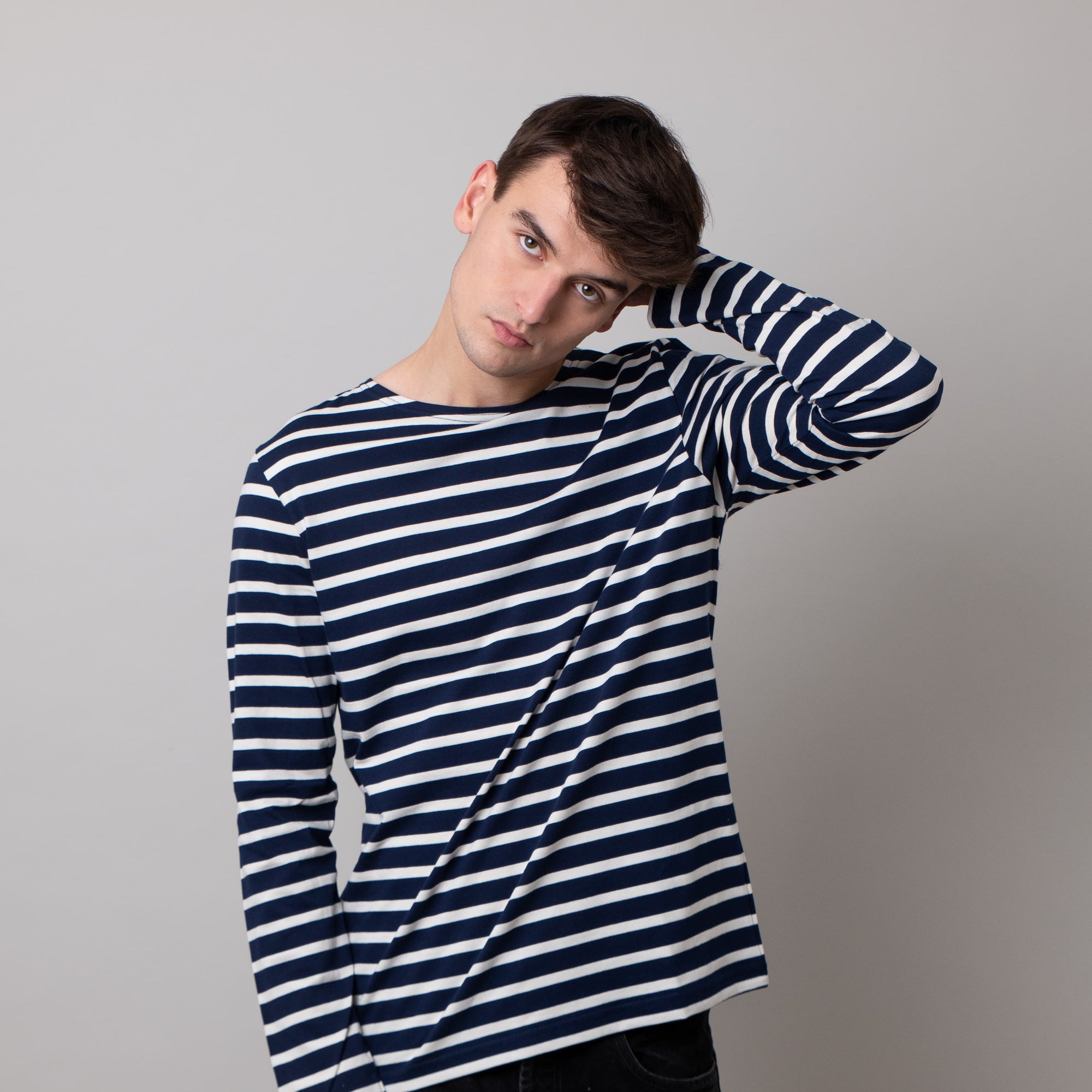 The Nautique | Unisex Long Sleeve Breton Shirt | Navy Ecru
